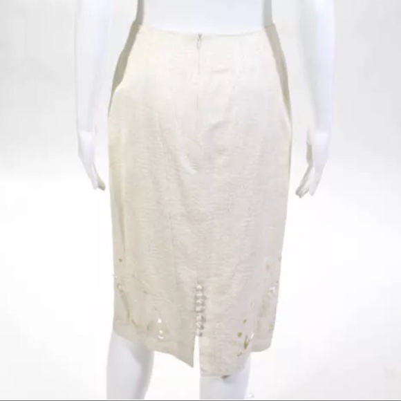Zac Posen | Skirts | Zac Posen Cream Cut Out Pencil Straight Skirt 2 Xs ...